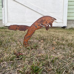 Rustic Metal Fox Garden Sculpture | Weathered Fox Outdoor Decor | Rusty ...