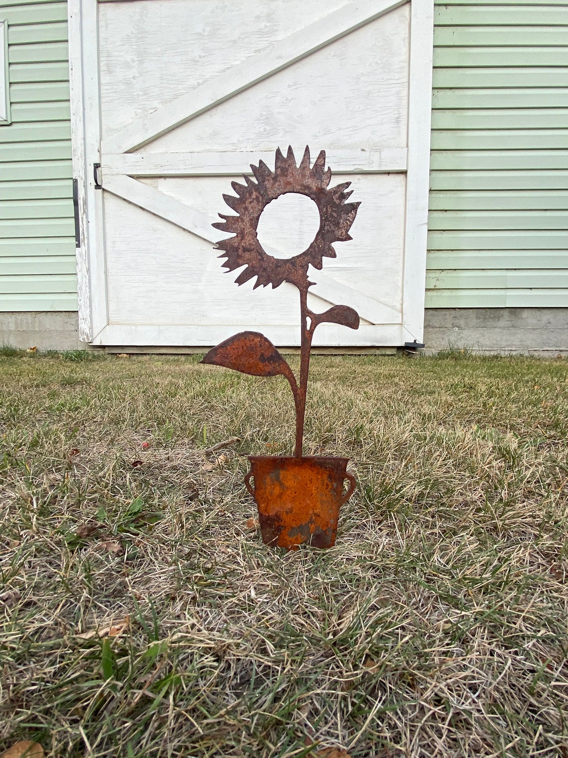 Rustic Metal Sunflower Decor Outdoor and Lawn Rusty Yard Decor Rusty ...