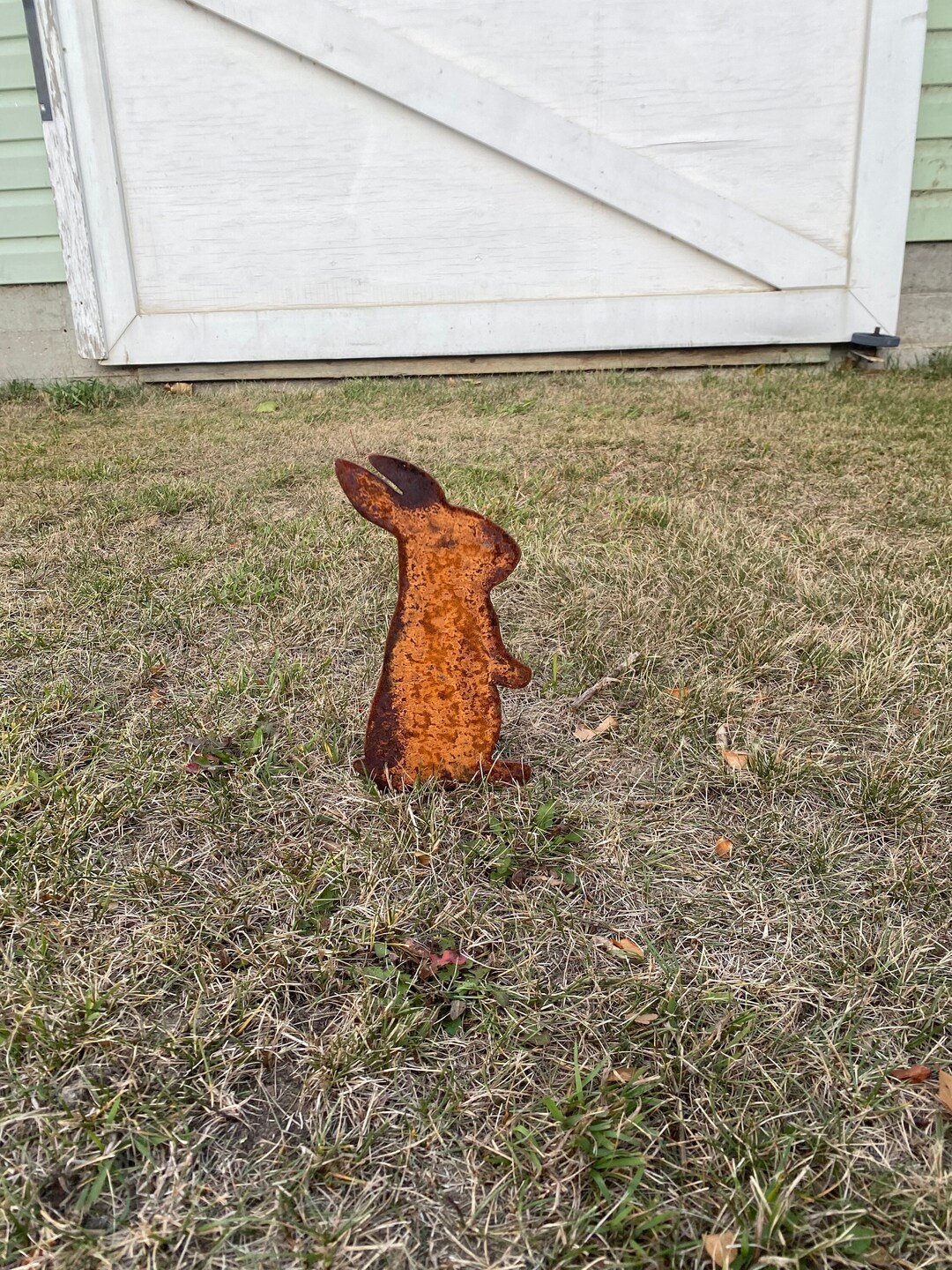 Rusty Metal Bunny Rabbit Yard Decor Vintage Garden Bunnies Ornament ...