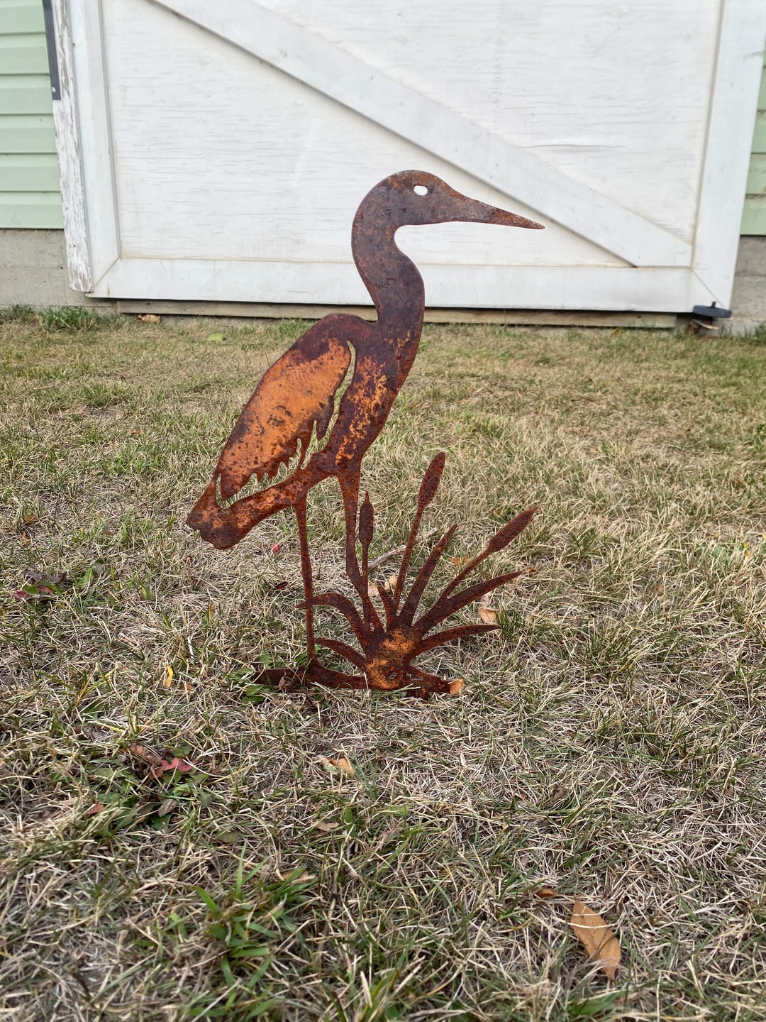 Heron Bird Metal Garden Decor - Rusty Metal Heron Garden Decor: Vintage ...