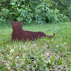 Charming Rustic Metal Cat Garden Sculpture: Weathered Feline Outdoor ...