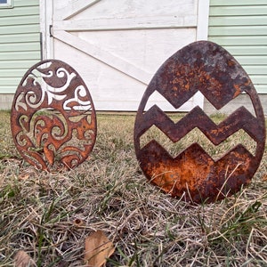 Metal Easter Egg Garden Decor - Pair of Metal Easter Egg Decorations ...