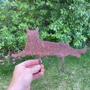 Charming Rustic Metal Cat Garden Sculpture: Weathered Feline Outdoor ...
