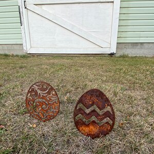 Metal Easter Egg Garden Decor - Pair of Metal Easter Egg Decorations ...