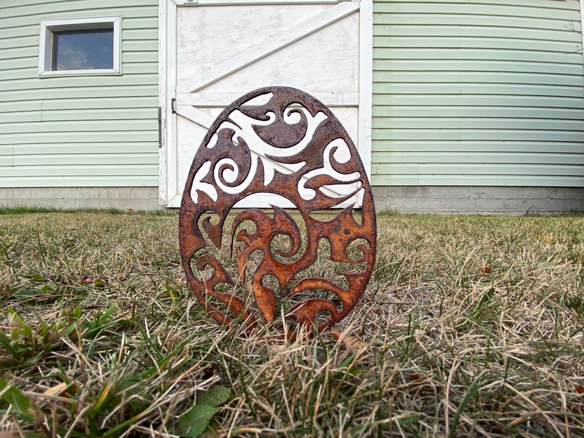 Metal Easter Egg Garden Decor Pair of Metal Easter Egg Decorations ...