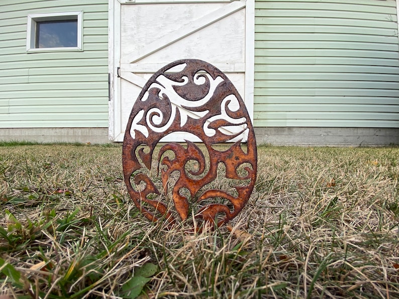 Metal Easter Egg Garden Decor - Pair of Metal Easter Egg Decorations ...