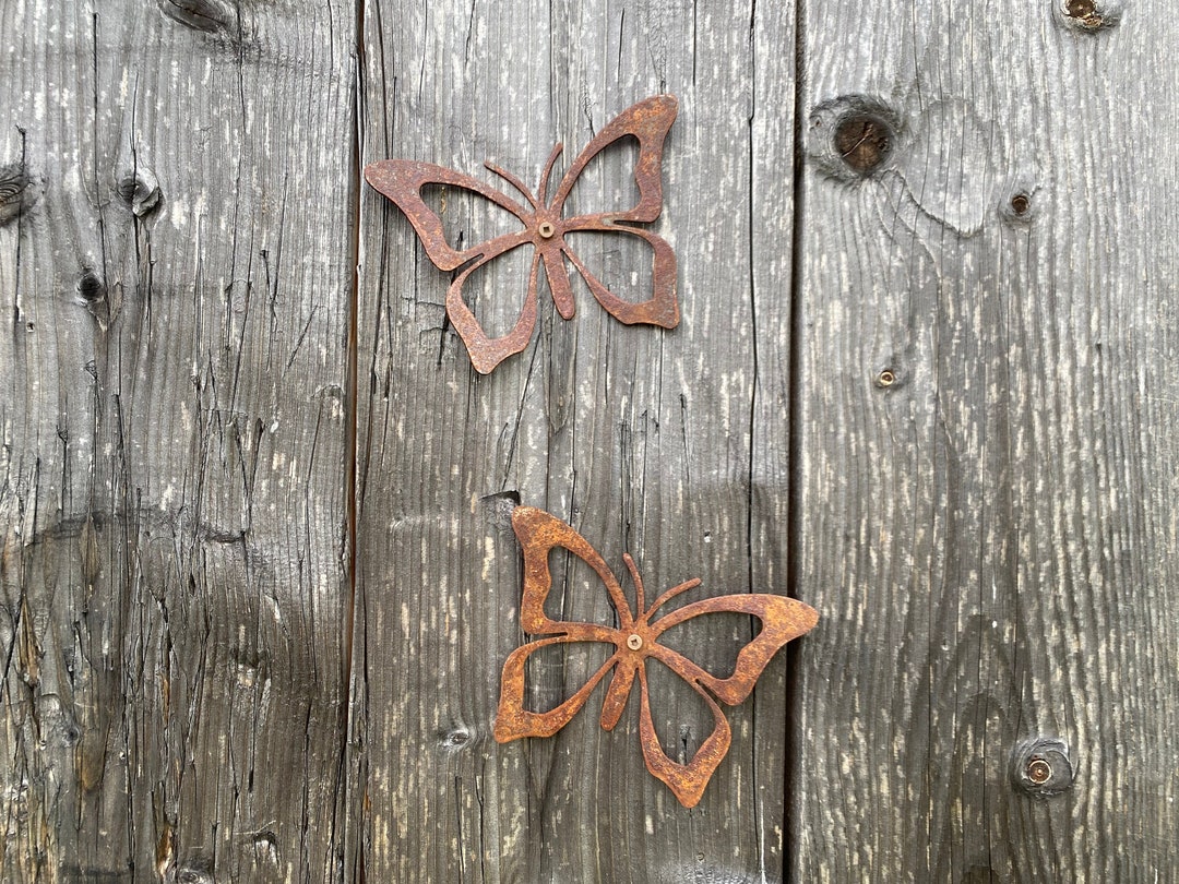 Rustic Metal Butterfly Duo: Vintage Garden Decor, Charming Weathered ...