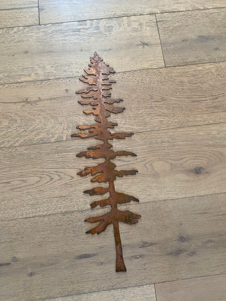 Rustic Charm With a Rusty Metal Sitka Tree Wall Decor Nature-inspired ...