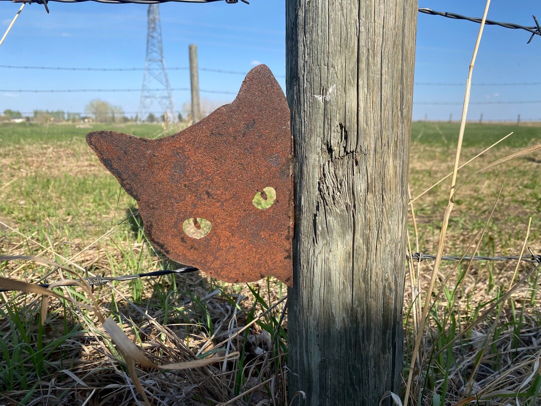 Vintage Rusty Metal Cat Head Sculpture Cat Shaped Metal Sculpture ...