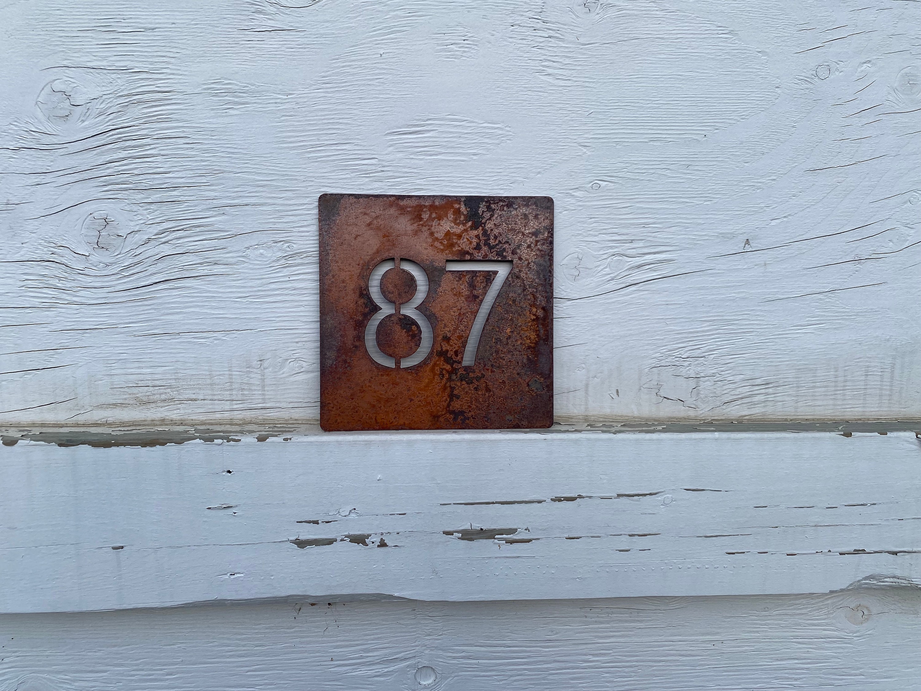 Rustic Square Metal House Number Plaque Vintage Address Sign Rusty Lawn ...