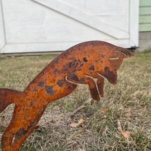 Rustic Metal Fox Garden Sculpture | Weathered Fox Outdoor Decor | Rusty ...