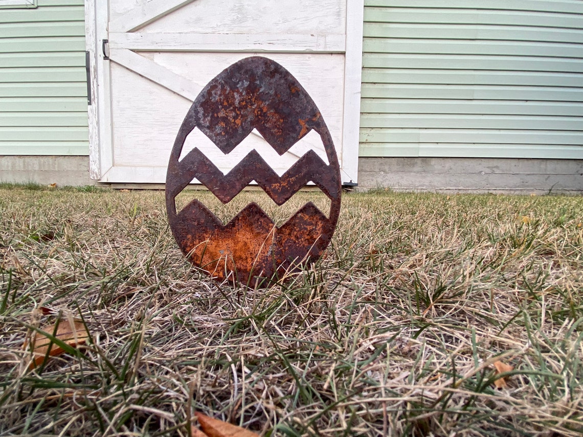 Metal Easter Egg Garden Decor Pair of Metal Easter Egg Decorations ...