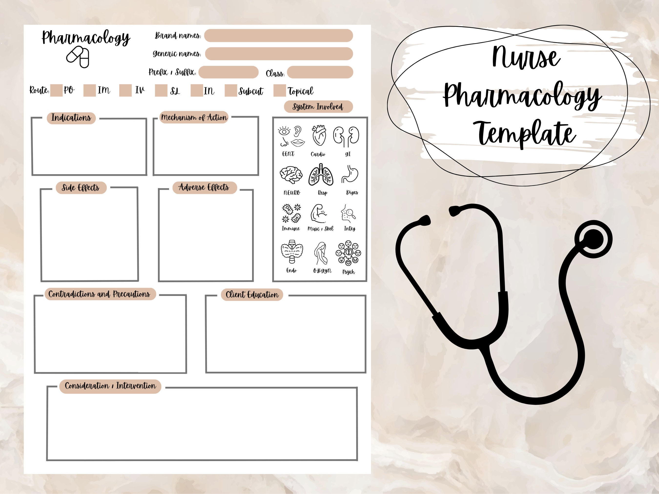 Pharmacology Template for Nursing School | Pharmacology Notes | Nursing ...