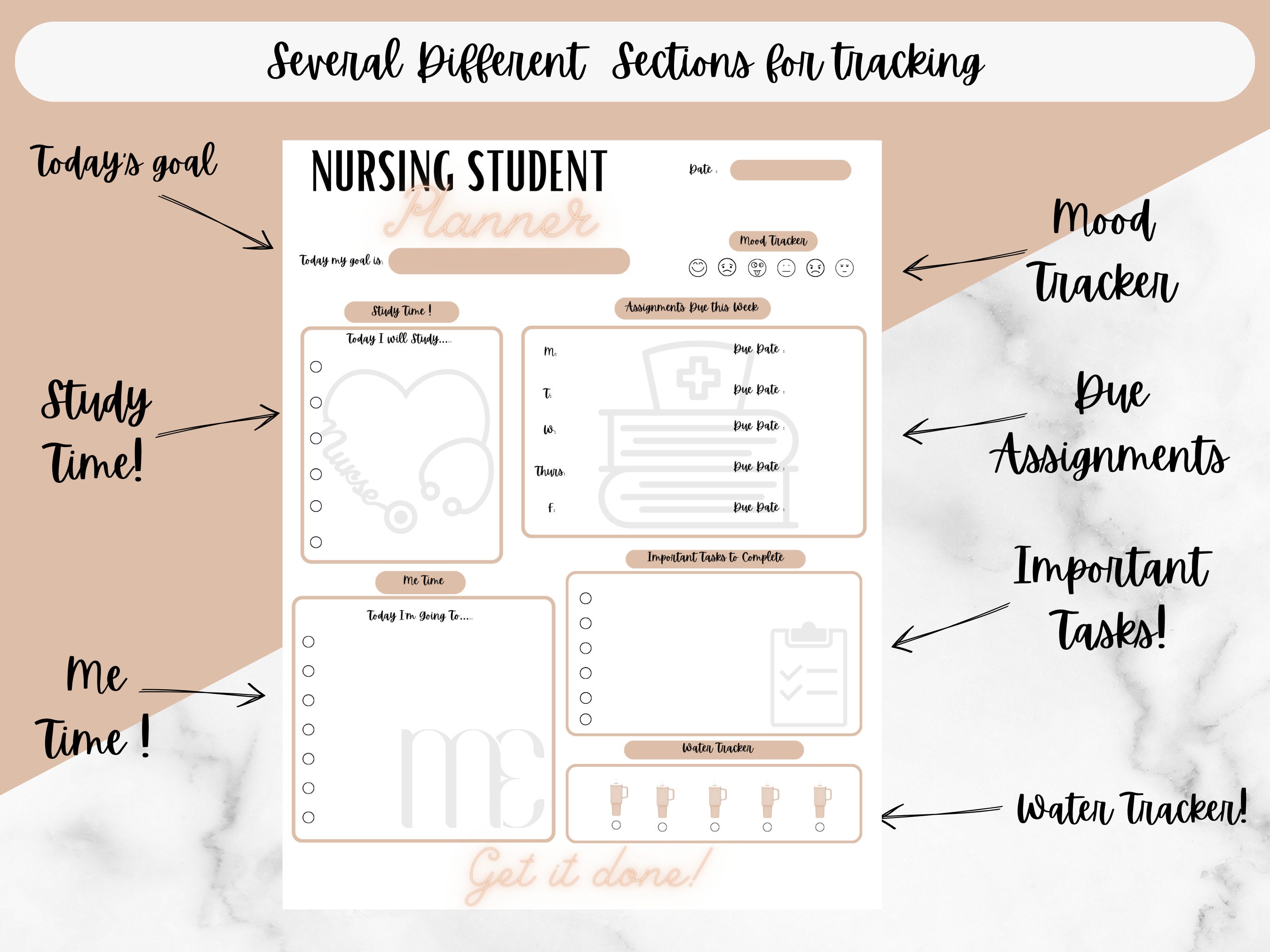 Nursing Planner Nursing Template Study Planner Study Organizer Nursing ...