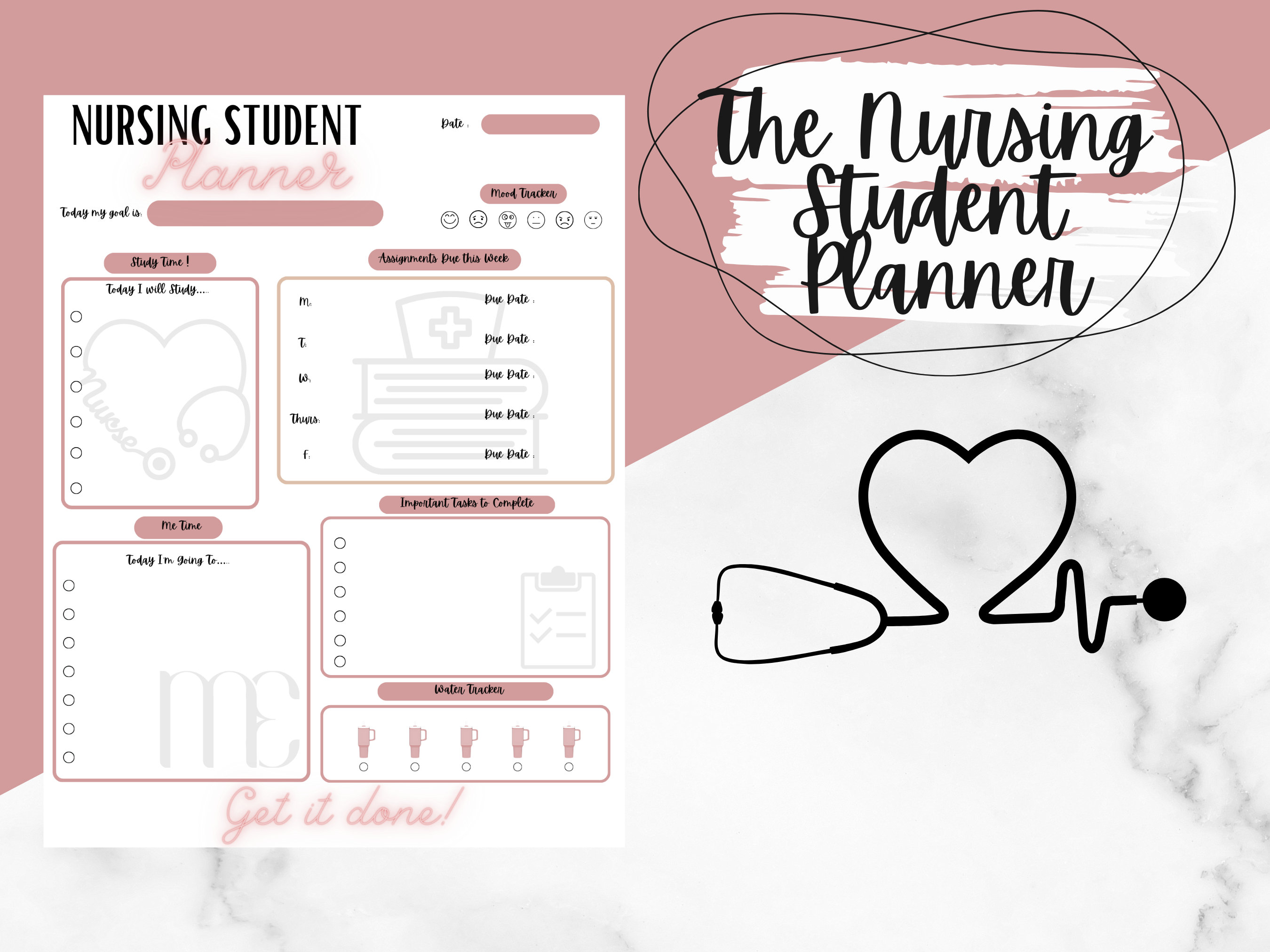 Nursing Planner, Nursing Template, Study Planner, Study Organizer ...
