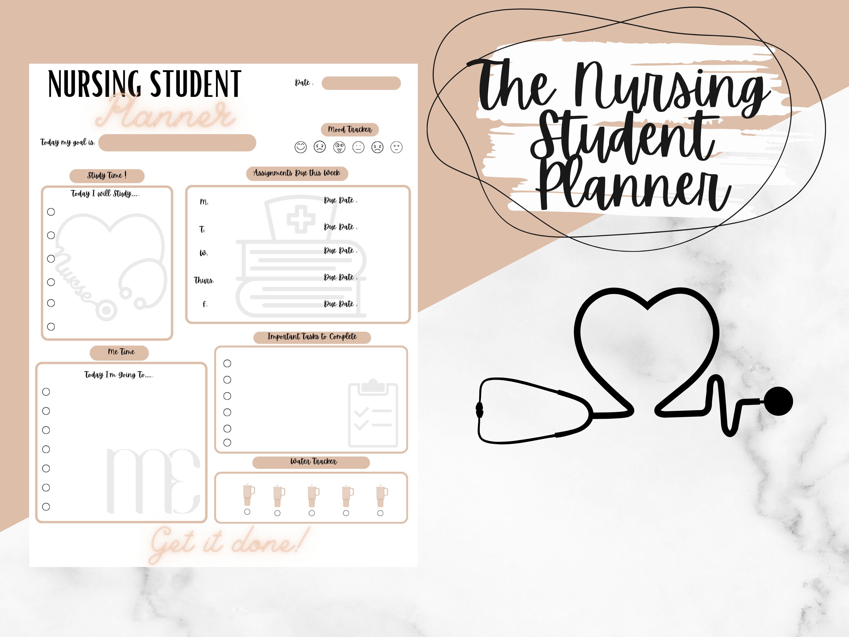 Nursing Planner Nursing Template Study Planner Study Organizer Nursing ...
