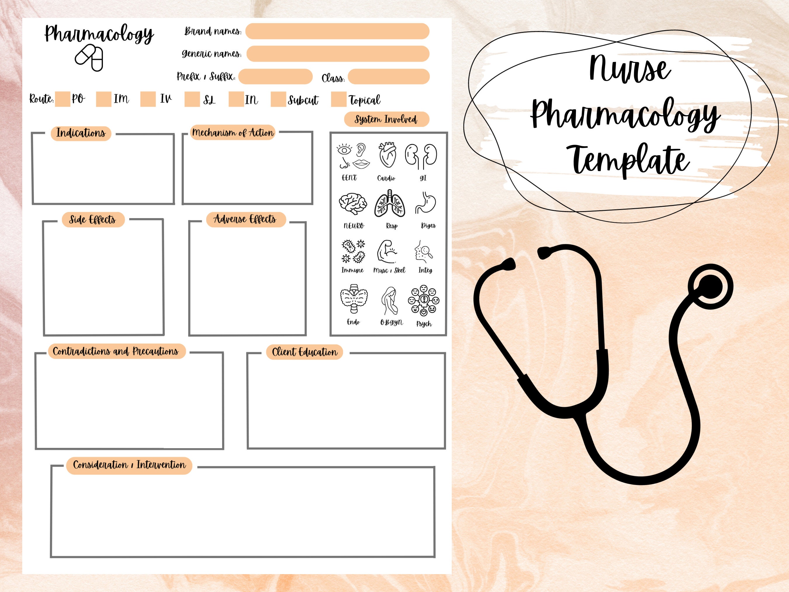 Pharmacology Template for Nursing School Pharmacology Notes Nursing ...