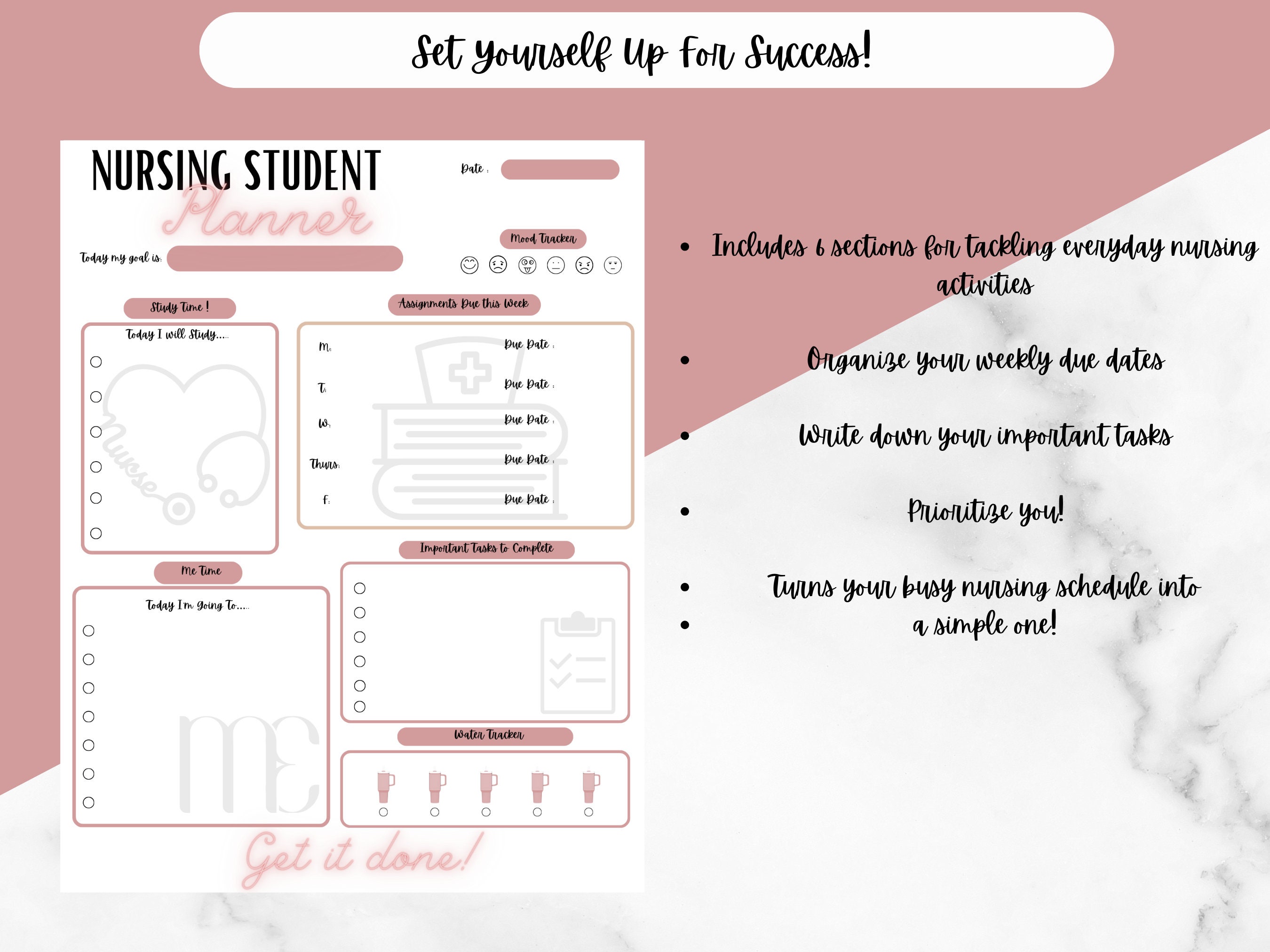 Nursing Planner, Nursing Template, Study Planner, Study Organizer ...
