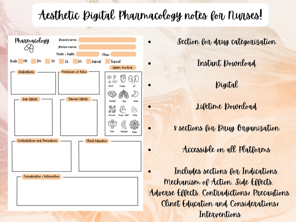 Pharmacology Template for Nursing School Pharmacology Notes Nursing ...