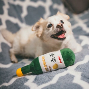 Sochew (soju) Bottle Dog Plush Toys With Squeaker - Strawberry - Grape ...