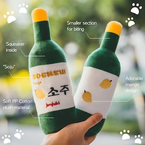 Sochew (soju) Bottle Dog Plush Toys With Squeaker - Strawberry - Grape ...