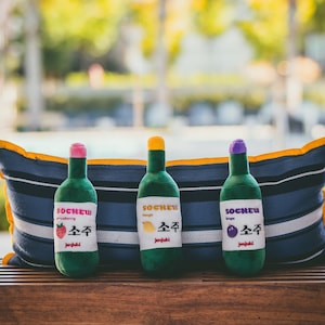 Sochew (soju) Bottle Dog Plush Toys With Squeaker - Strawberry - Grape ...