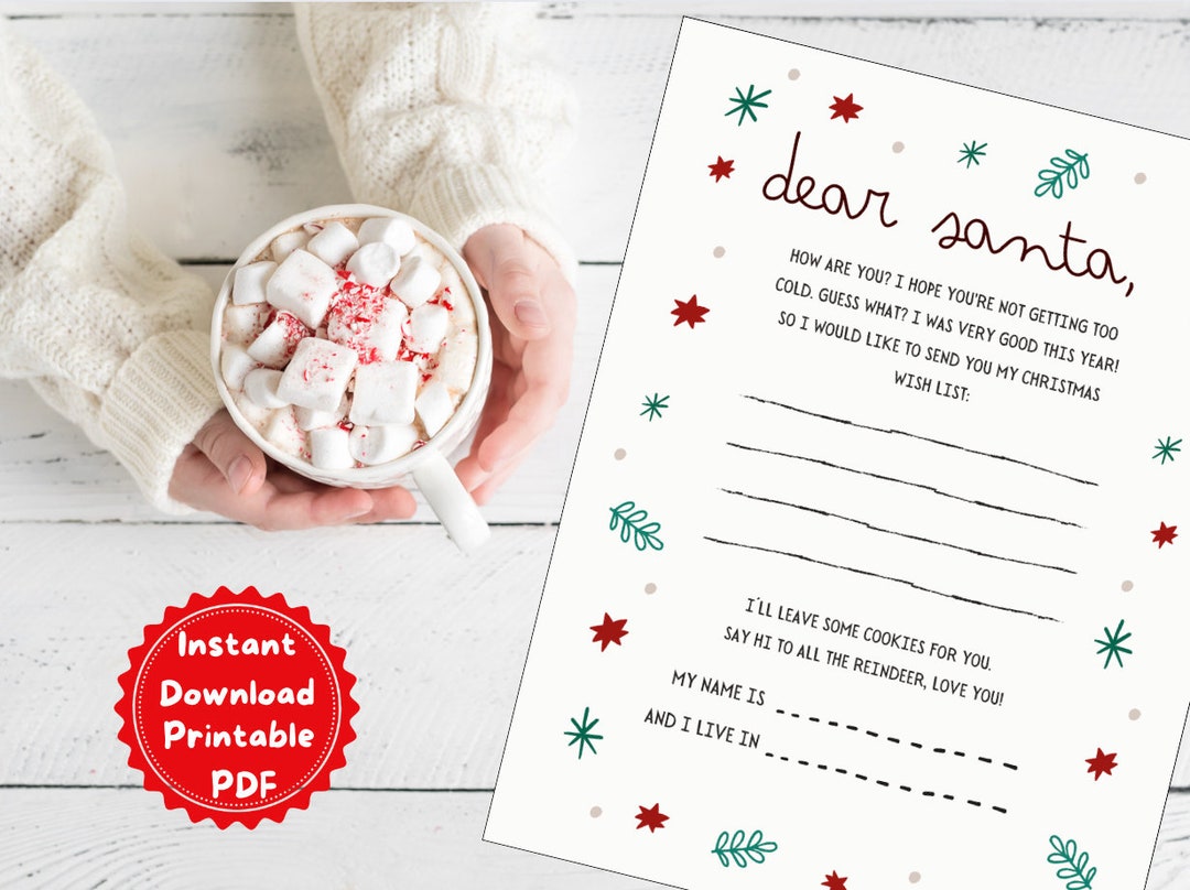 Printable Letter to Santa With Bonus Coloring Pages, Instant Download ...