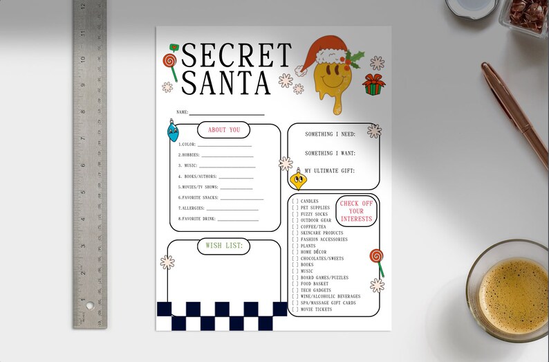 Secret Santa Questionnaire, Christmas Party, Work Secret Santa, Secret ...