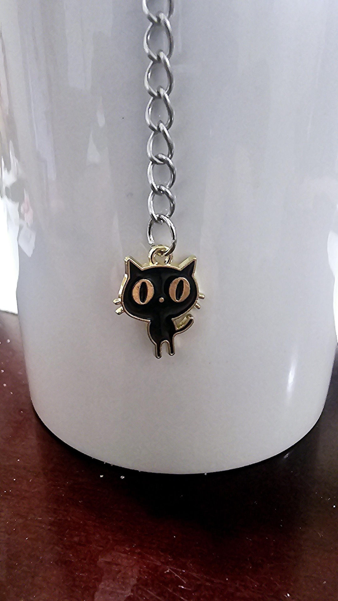 Black Cat Charm With Tea Mesh Ball Stainless Steel Steeper Cat Lovers ...