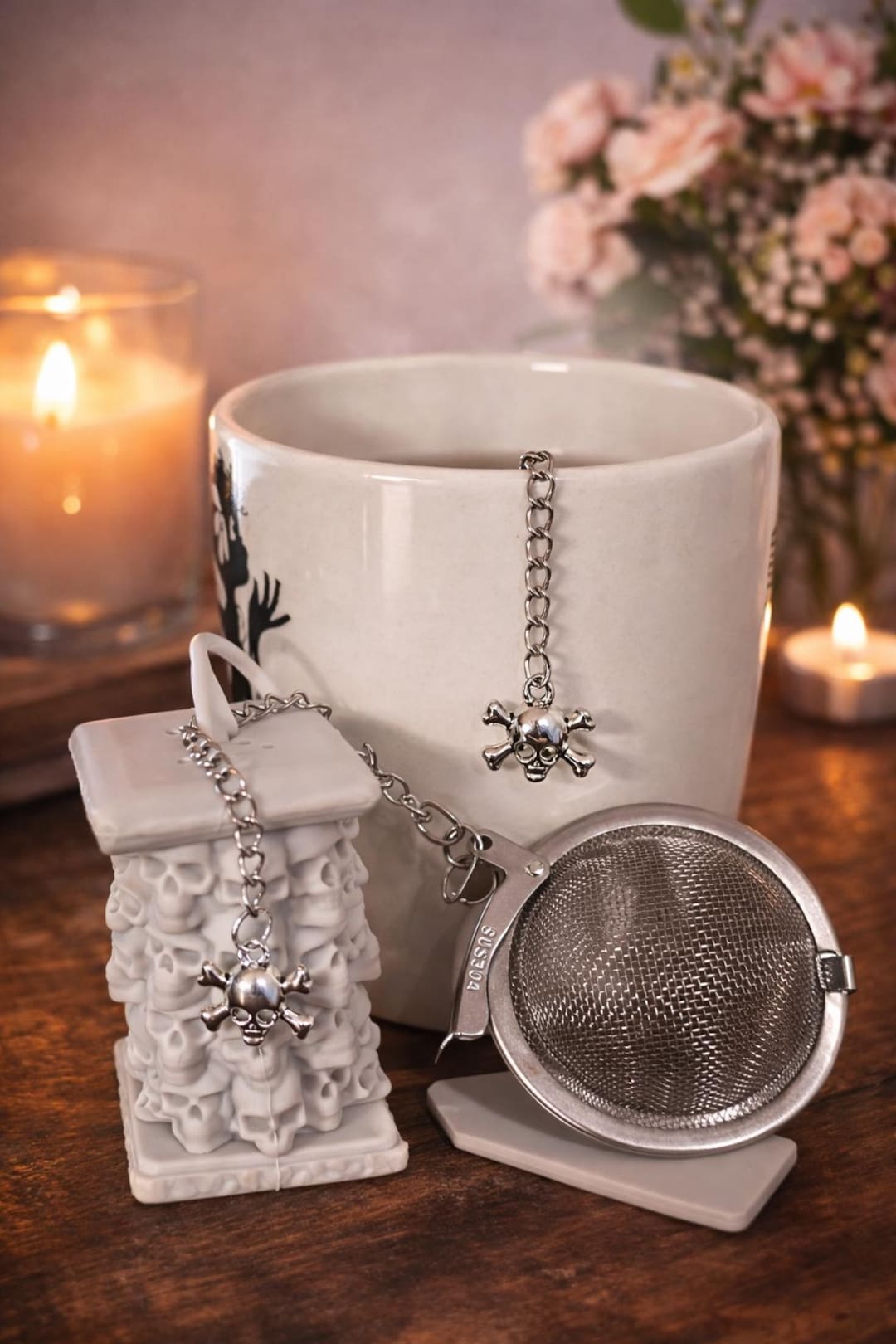 Skull Tea Infuser With Tower Stand, Gothic Tea Steeper Gift - Etsy