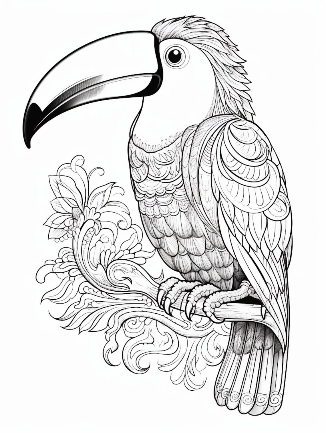 Exotic Birds Coloring Pages, Adults Printable Coloring Page, Parrots ...