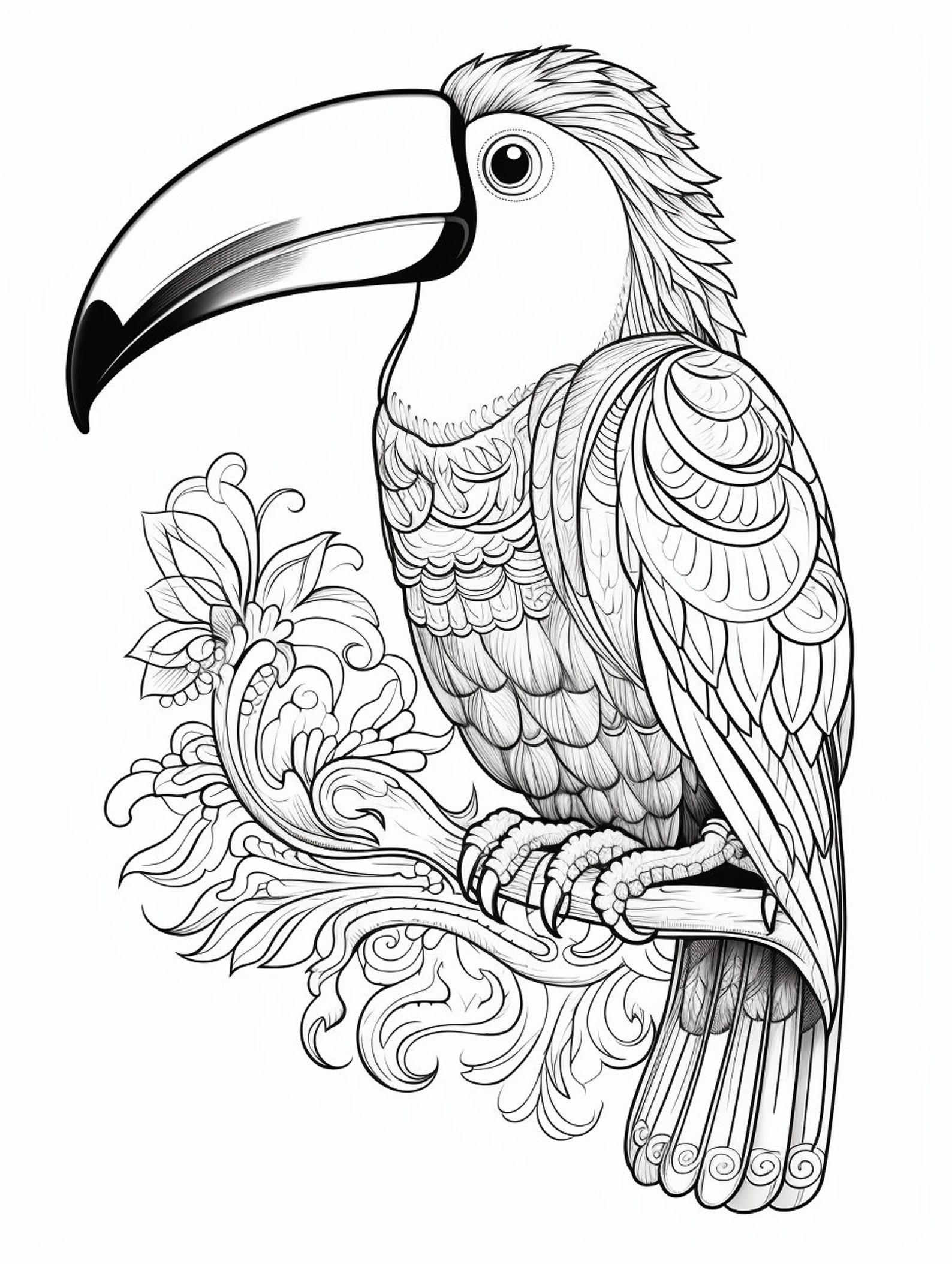 Exotic Birds Coloring Pages, Adults Printable Coloring Page, Parrots ...