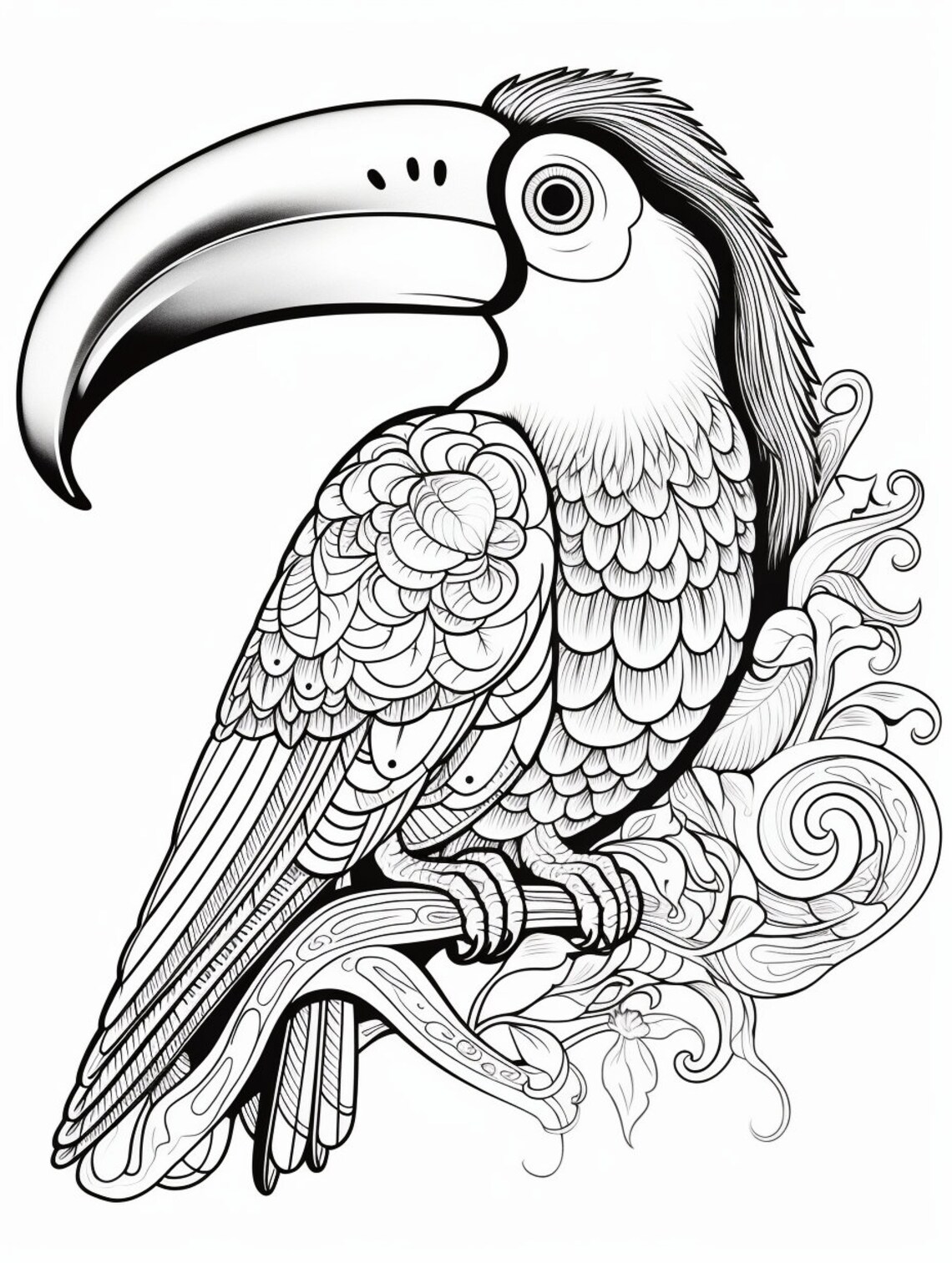 Exotic Birds Coloring Pages, Adults Printable Coloring Page, Parrots ...