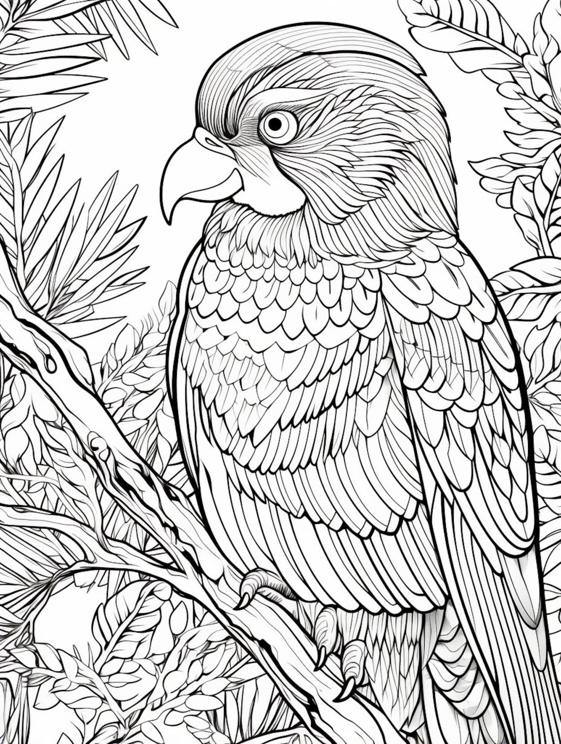 Exotic Birds Coloring Pages, Adults Printable Coloring Page, Parrots ...