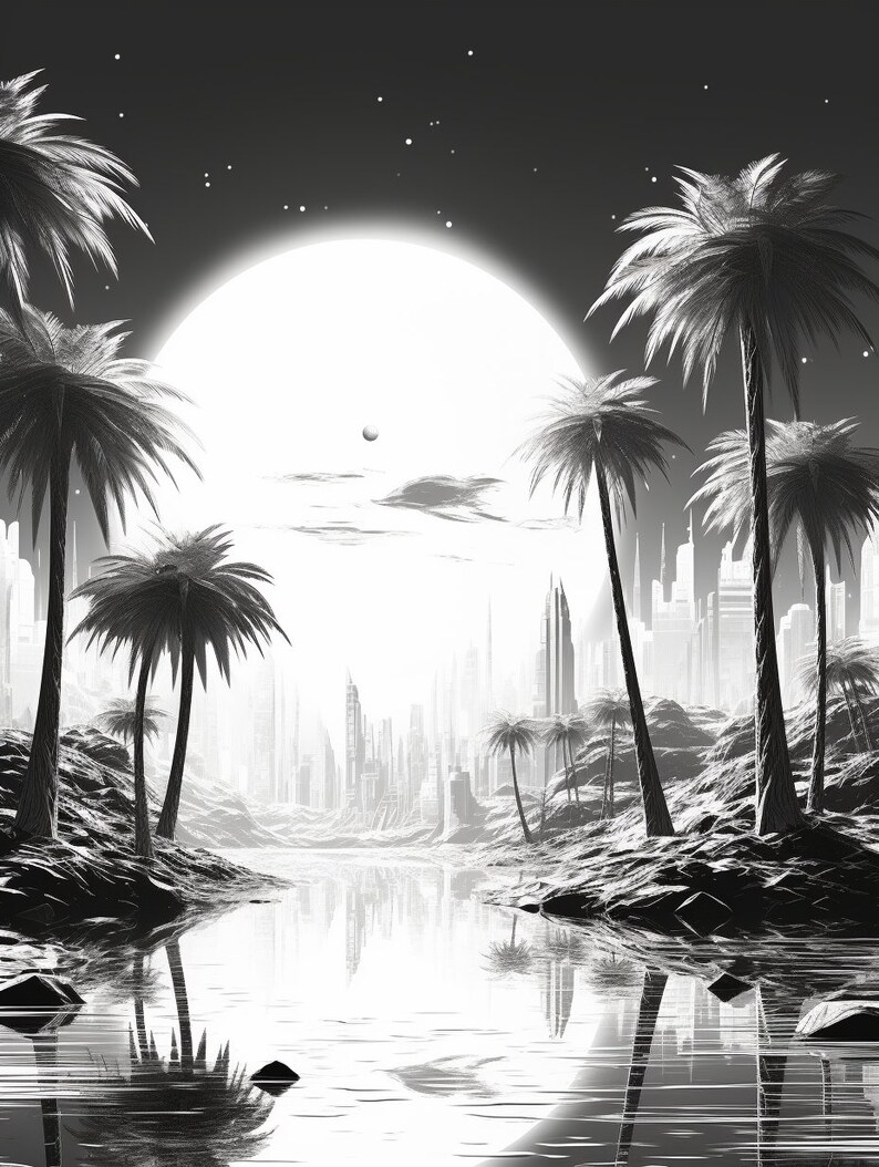 Coloring Book, Coloring Pages, Synthwave Style, Retro, Beach, Sunset ...