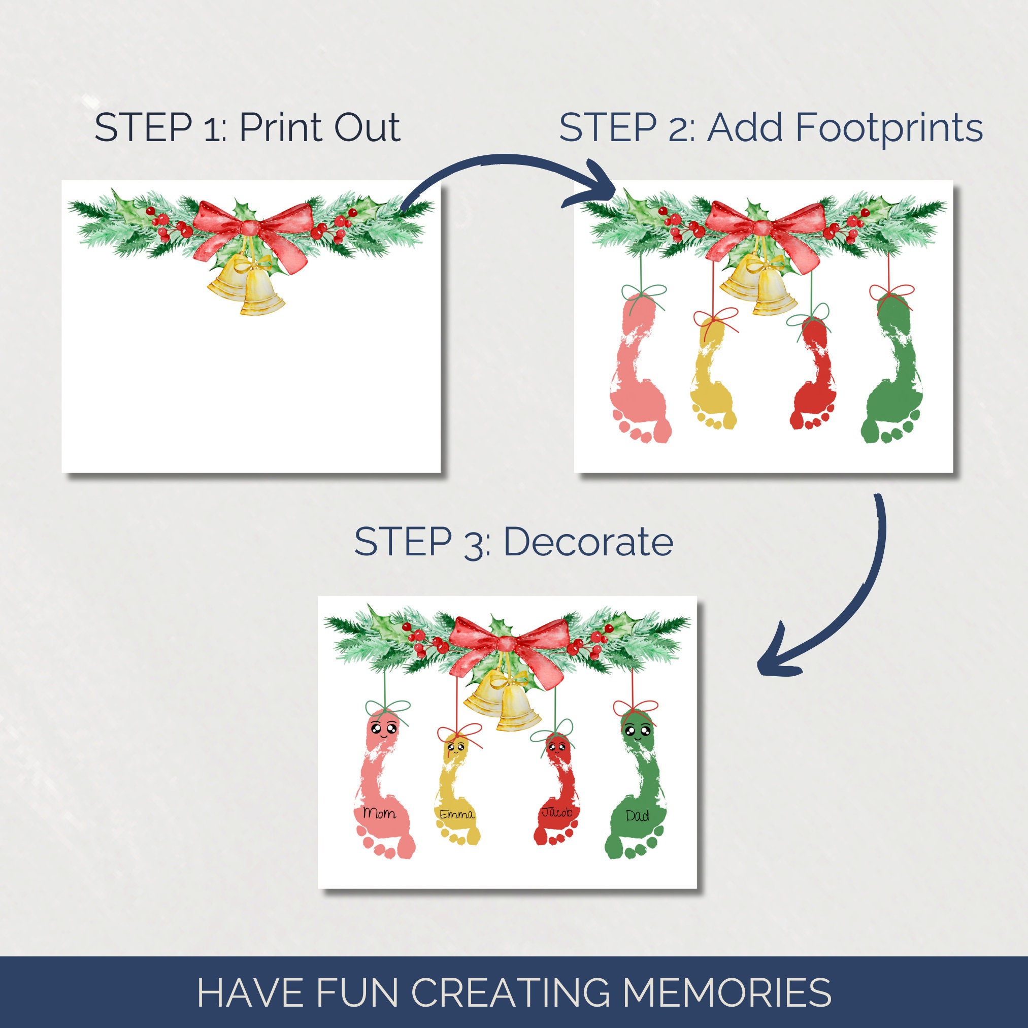 Printable Christmas Footprint Art Christmas Garland Footprint Art ...