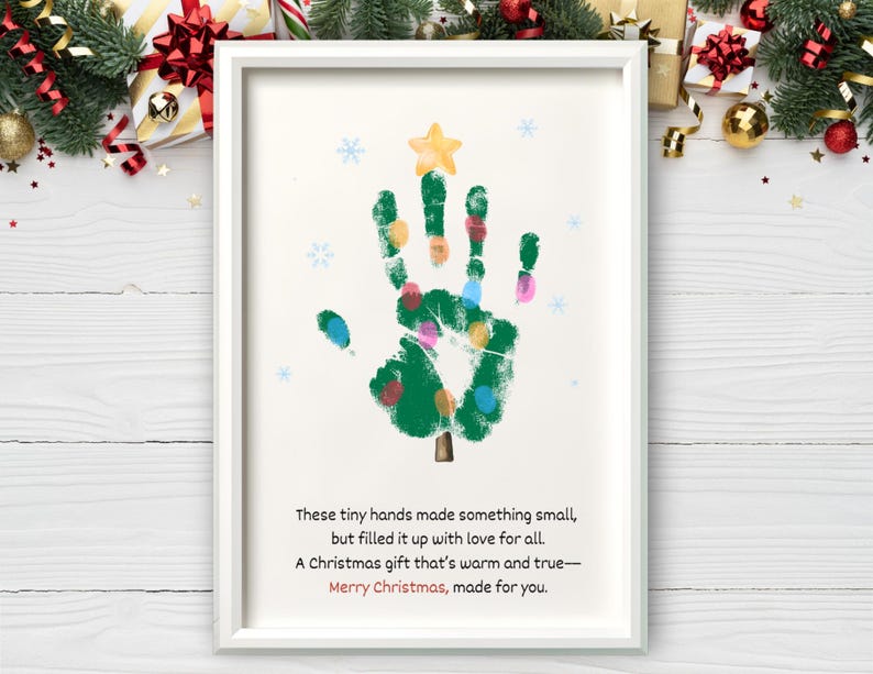 Christmas Tree Handprint Art, Printable | DIY Xmas Gift for Parents ...