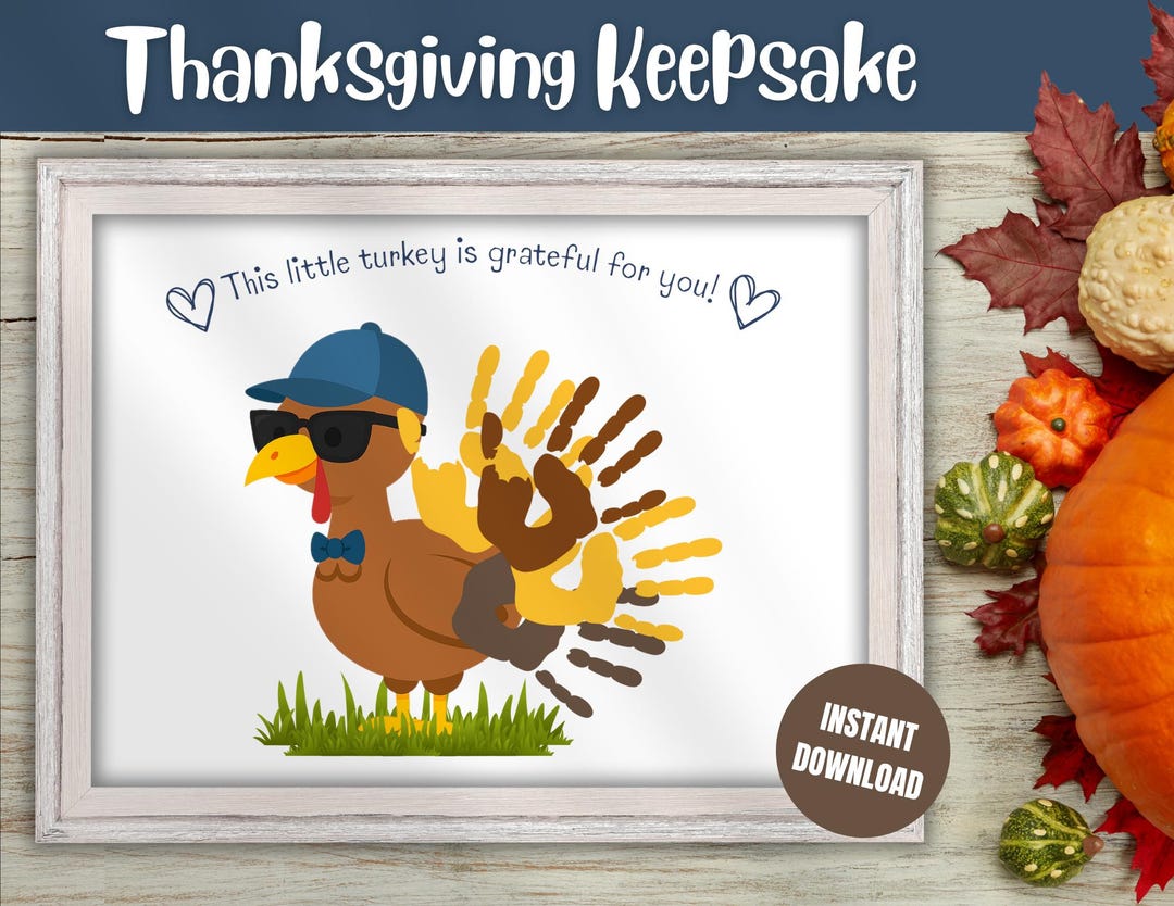 Boy Thanksgiving Handprint Art | Printable | Fall Kids Craft | Toddler ...