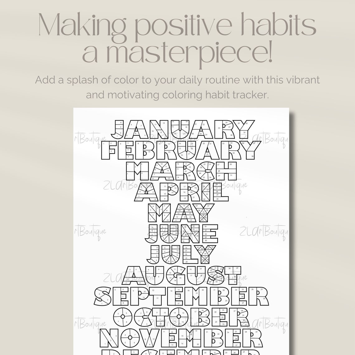 Coloring Habit Tracker Habit Tracker Printable Habit Tracker Routine ...