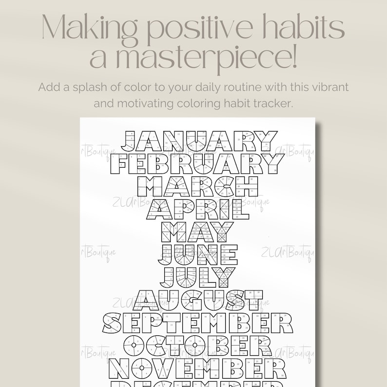 Coloring Habit Tracker Habit Tracker Printable Habit Tracker Routine ...