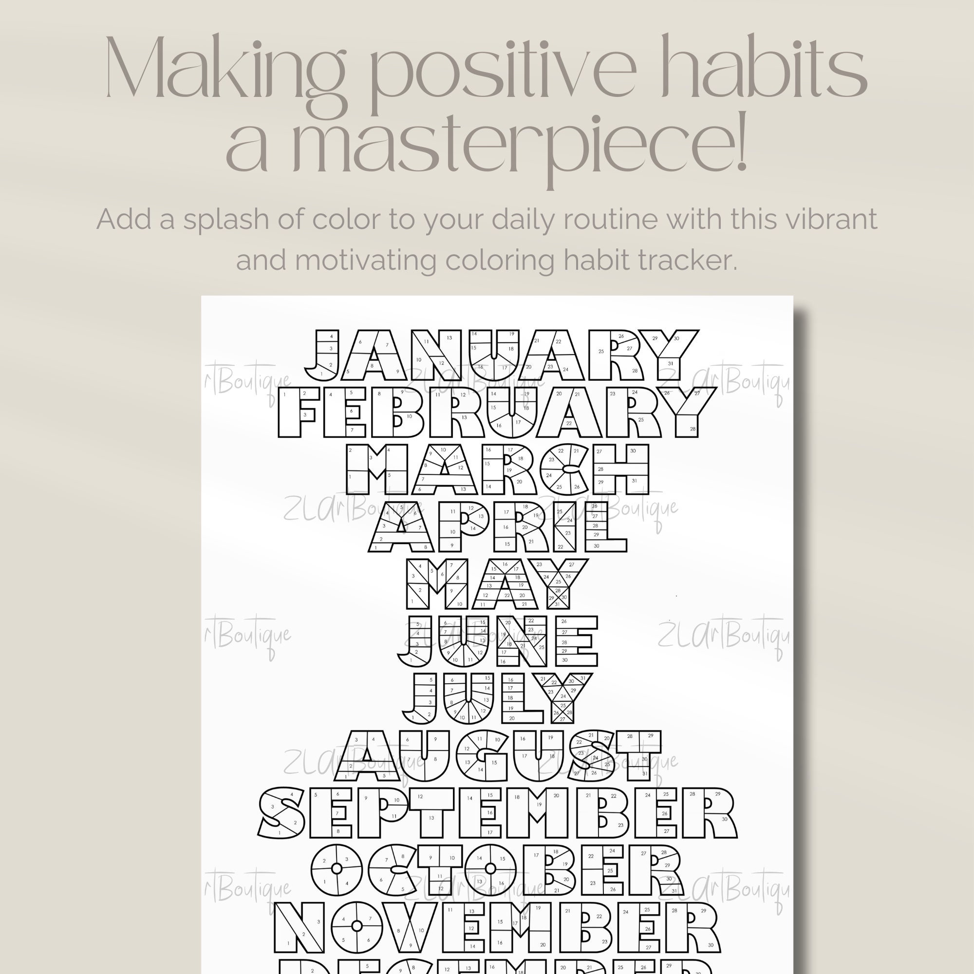 Coloring Habit Tracker Habit Tracker Printable Habit Tracker Routine ...