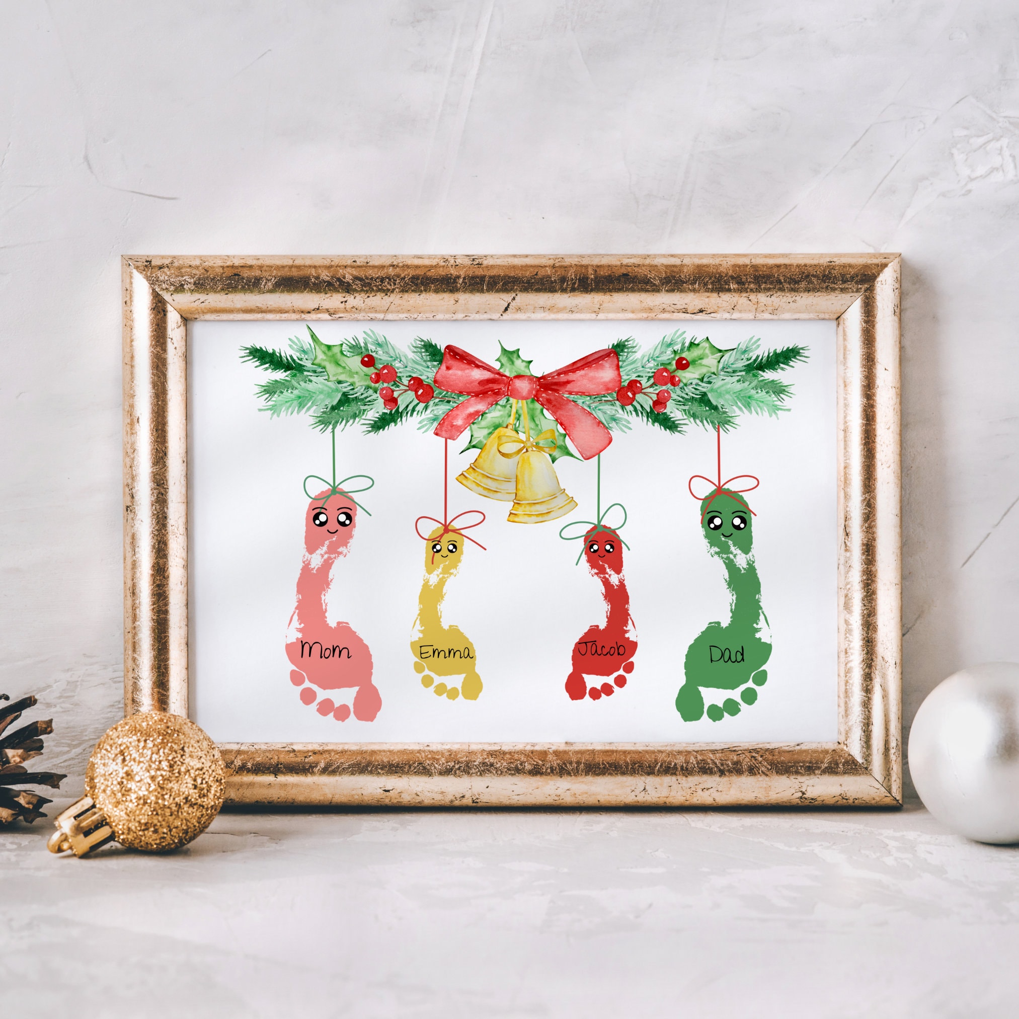 Printable Christmas Footprint Art Christmas Garland Footprint Art ...