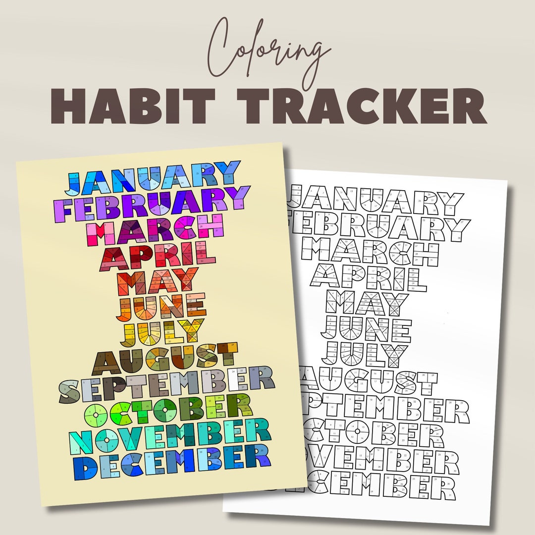 Coloring Habit Tracker Habit Tracker Printable Habit Tracker Routine ...
