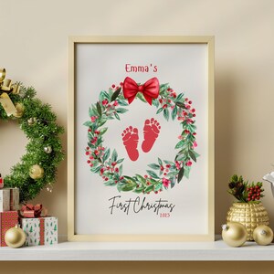 Personalized Baby's First Christmas Footprint Art: DIY Keepsake ...