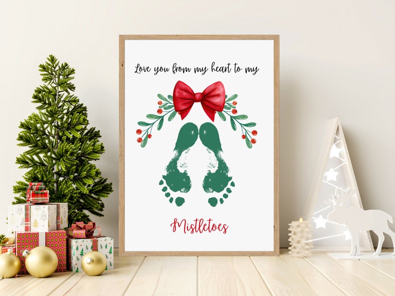 Mistletoe Christmas Footprint Art Craft | Holiday Craft | Kids Baby ...