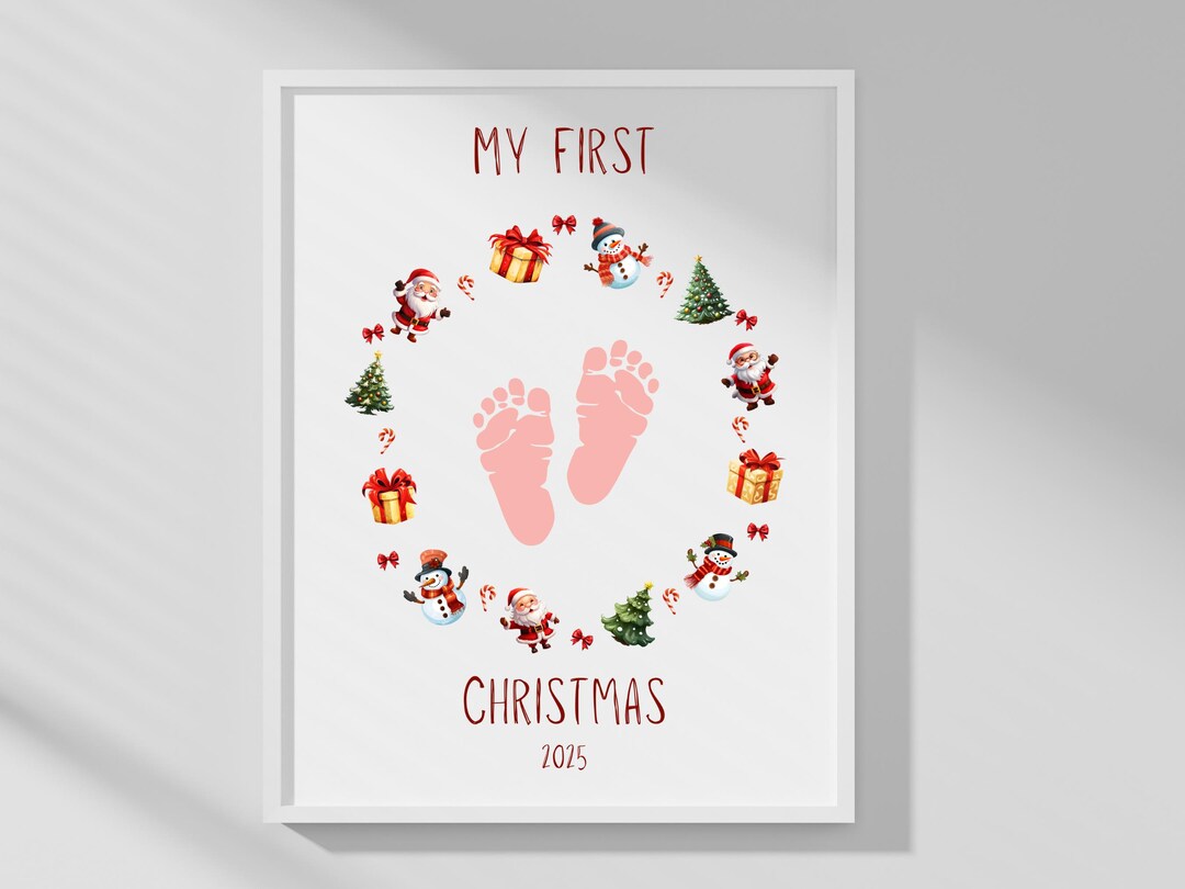 Baby's First Christmas DIY | PRINTABLE | Footprint Art Craft | Cute ...