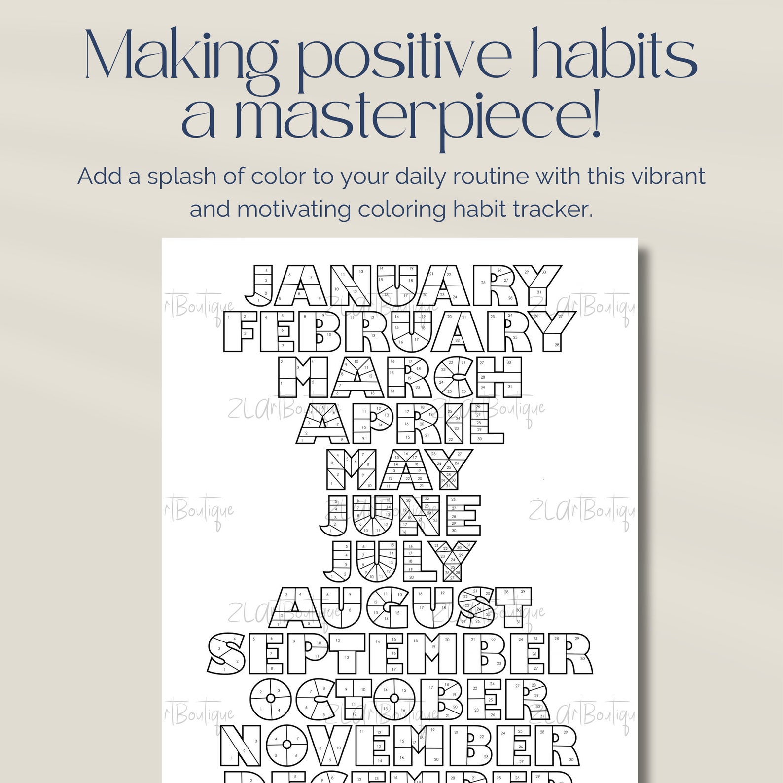 Coloring Habit Tracker | Habit Tracker | Printable Habit Tracker ...