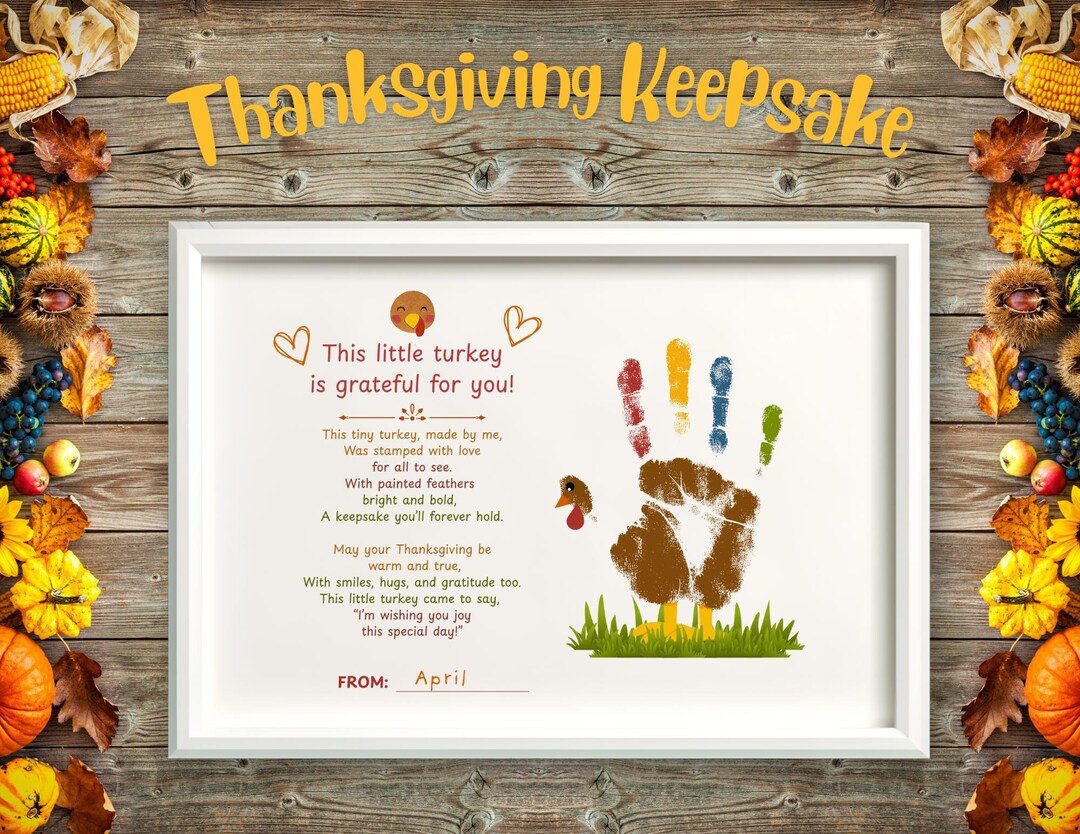 Turkey Poem Handprint Art: Thanksgiving Keepsake Craft (instant ...