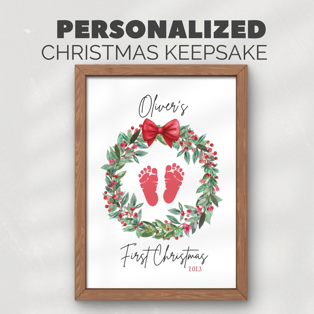 Personalized Baby's First Christmas DIY Footprint Art Craft Cute ...