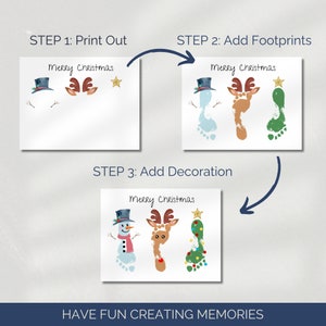 Printable Christmas Footprint Art | Reindeer | Snowman | Christmas Tree ...
